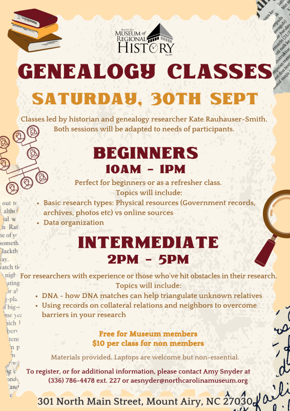 Genealogy Classes | Mayberry, NC
